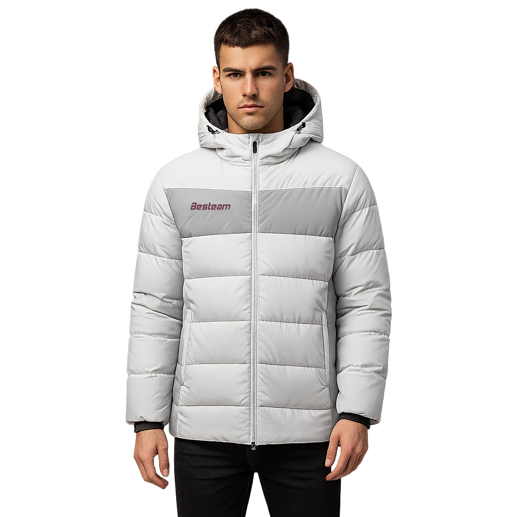 Porto Puffa Jacket White/Grey – Besteam Sport