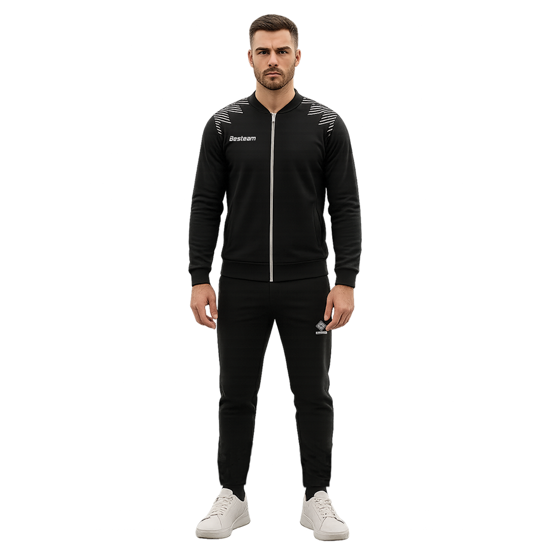 Seville Full Zip Tracksuit Black / Silver Grey – Besteam Sport